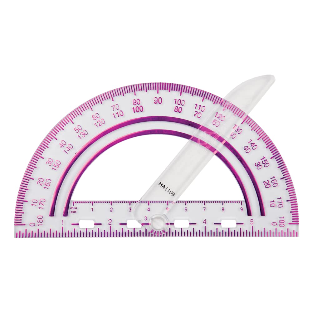 Fiskars 12-95400J Back to School Supplies, Protractor Swing Arm Clear, Color Received May Vary