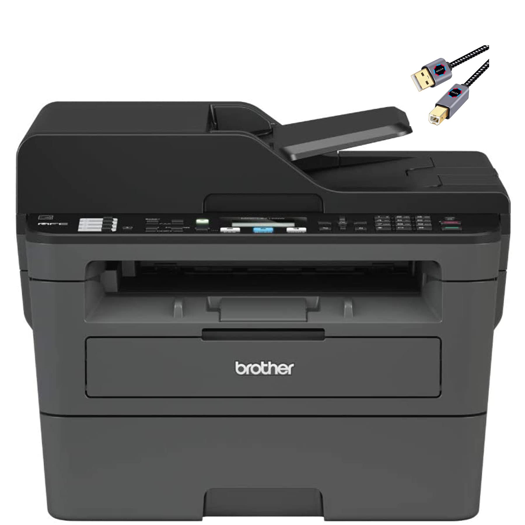 Brother L-2710DW Series Compact Monochrome All-in-One Laser Printer I Print Copy Scan Fax I Wirless I Mobile Printing I Auto 2-Sided Printing I ADF I 32 ppm I ADF + Printer Cable
