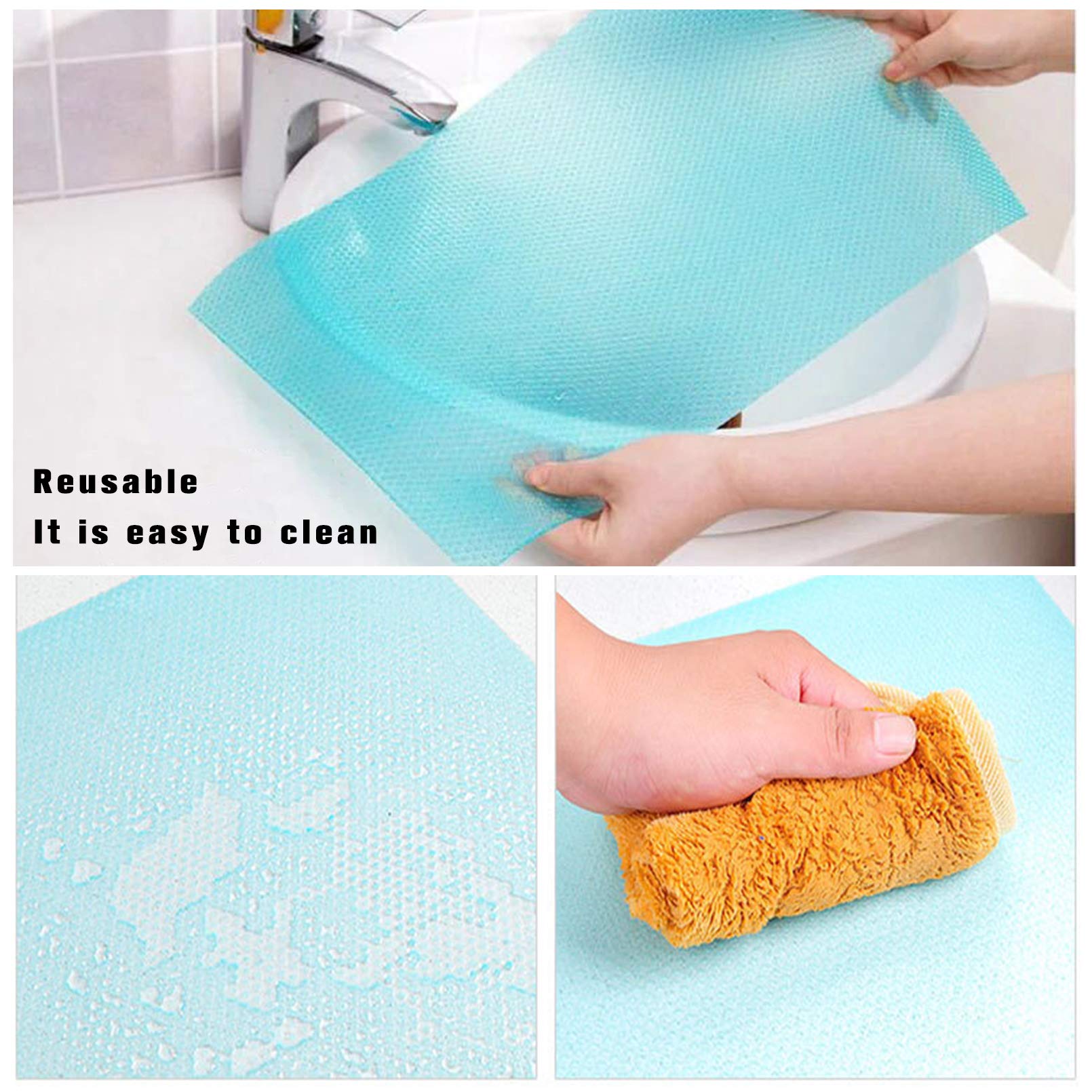 6 Pcs Shelf Mats Washable Fridge Mats Liners Waterproof Fridge Pads Mat Shelves Drawer Table Mats Refrigerator Liners for Shelves (Blue / Transparent / Pink)