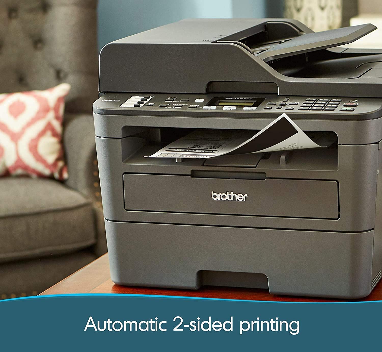 Brother L-2710DW Series Compact Monochrome All-in-One Laser Printer I Print Copy Scan Fax I Wirless I Mobile Printing I Auto 2-Sided Printing I ADF I 32 ppm I ADF + Printer Cable