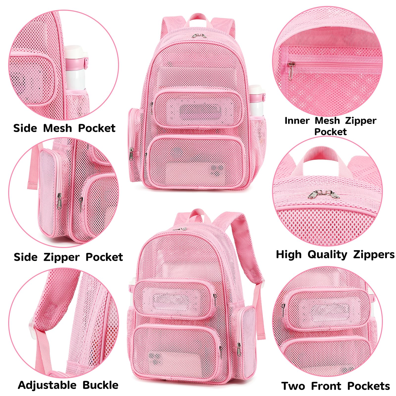CAMTOP Mesh Backpack for Kids Girls Semi-Transparent See Through Sturdy School Bookbag Casual Daypack for Beach Swim Work Gym (Tie Dye Purple)