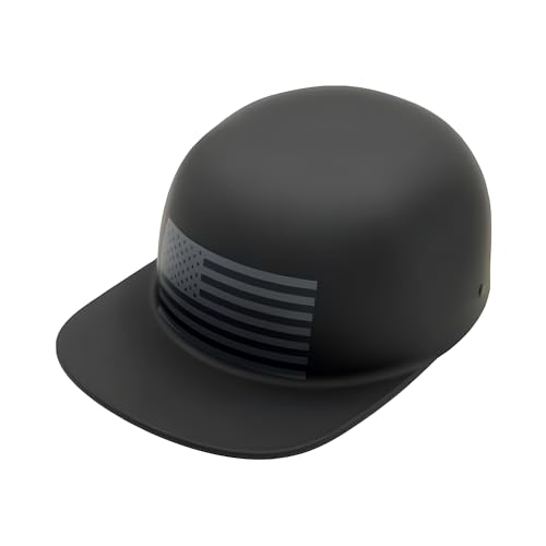 Mike's ProLids Matte Black 'Merica Flatboy - Novelty Motorcycle Bike Lid - Baseball Cap Design with Stylish Flat Brim - Fits Sizes S-XL