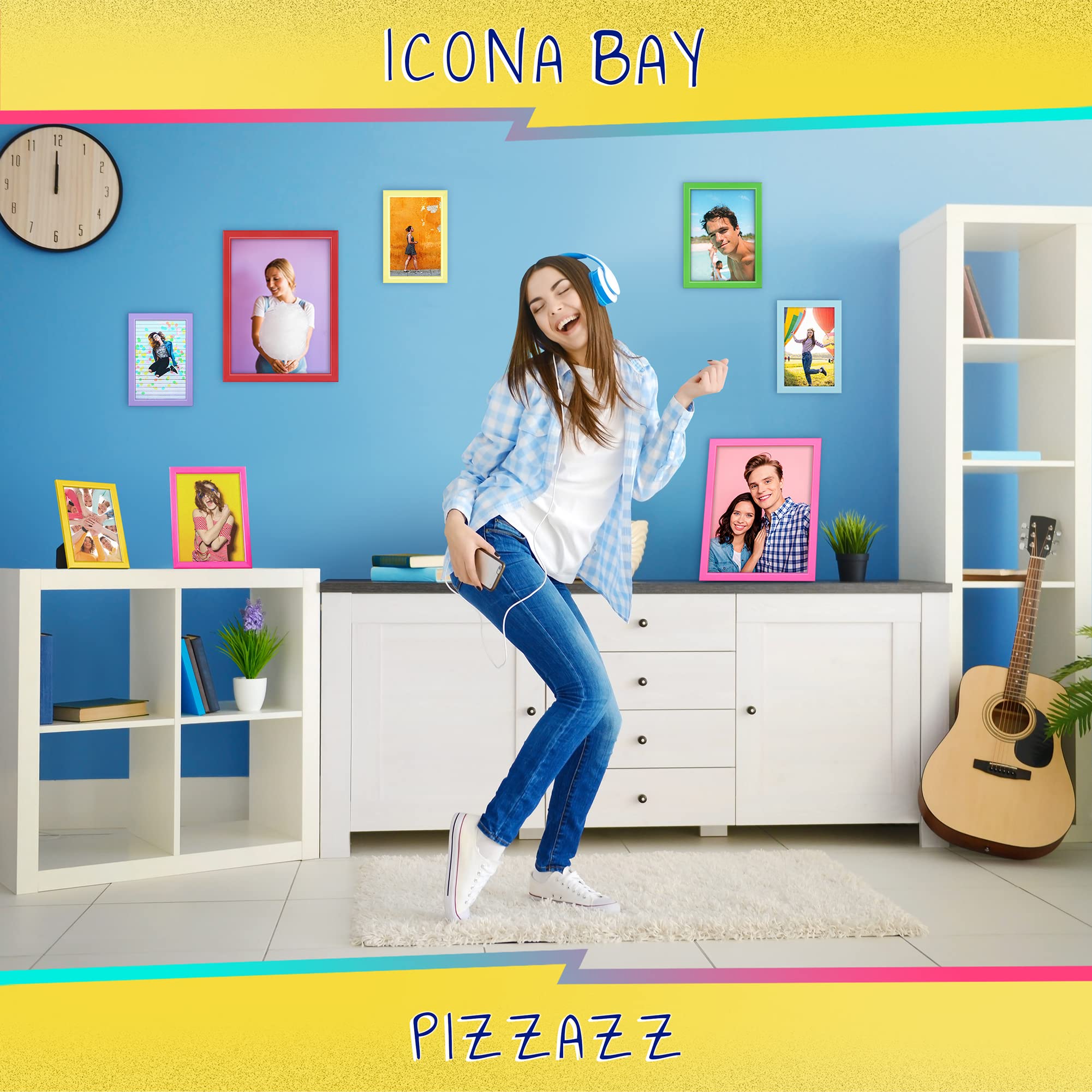 Icona Bay 8x10 Picture Frame, Pink Colored Solid Wood Scandinavian Style Frame for Photo, Pizzazz Collection
