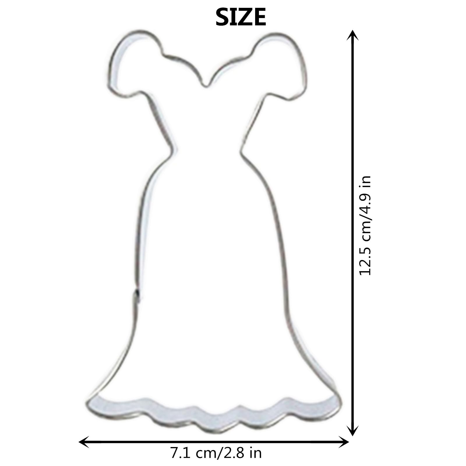 Large Size Dress Shaped Cookie Cutter, Stainless Steel Short Sleeved Wedding Dress Princess Dress Cookie Cutter, 4.9 Inches