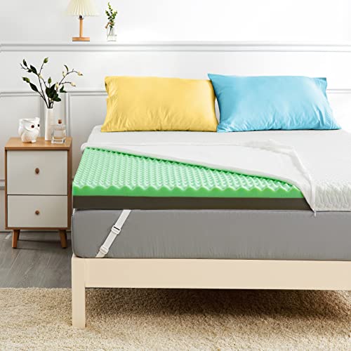 Full XL Mattress Topper, Medium Firm Memory Foam Mattress Topper with Bamboo Cover, 3-Inch Dual Layer Bed Topper Full Extra Long