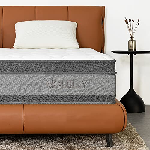 Molblly Full Mattress, 10 Inch Cooling-Gel Memory Foam and Individually Pocket Innerspring Hybrid Mattress, Full Bed Mattress in a Box, 54â*75â, Medium Firm Full Size Mattress