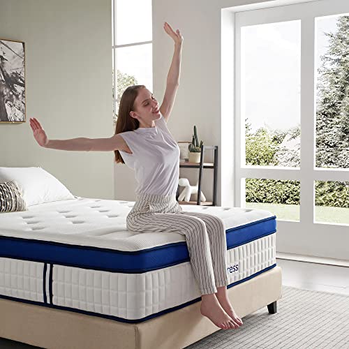 Zeelovtress Full Mattress 14 Inch,Gel Memory Foam Innersprings Hybrid Mattress Medium Firm 5-Zone Targeted Support Back Pain Relief CertiPUR-US Foam 120 Nights Trial