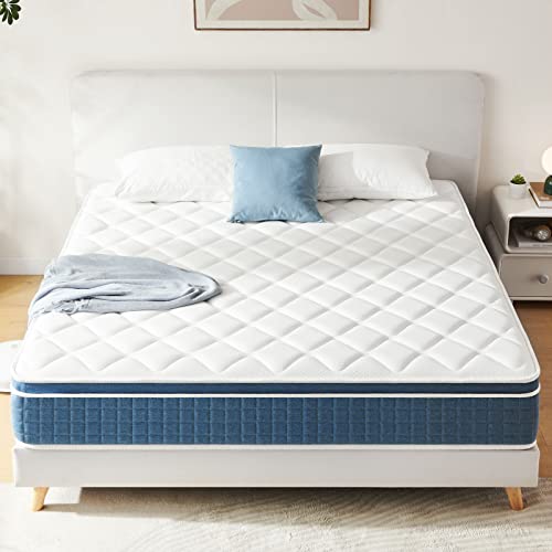 Jingxun 12 Inch Hybrid Gel Memory Foam Mattress, Motion Isolation Pocket Coils, Pressure Relief, Cooling, Back Pain Relief, Full Size