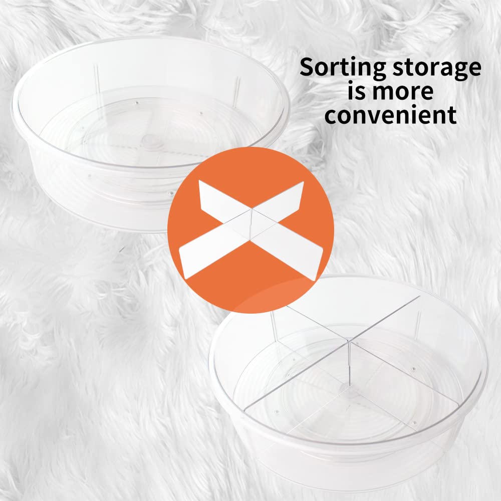 FRITILLARIA 2 Pack Lazy Susan Organizer Turntable Spice Rack 10'' and 12'' Rotating Plastic Spinner Storage Organizer Bin for Cabinets,Kitchen,Fridge,Countertop,Makeup,Bathroom