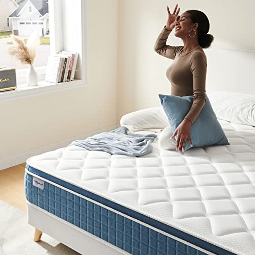 Jingxun 12 Inch Hybrid Gel Memory Foam Mattress, Motion Isolation Pocket Coils, Pressure Relief, Cooling, Back Pain Relief, Full Size