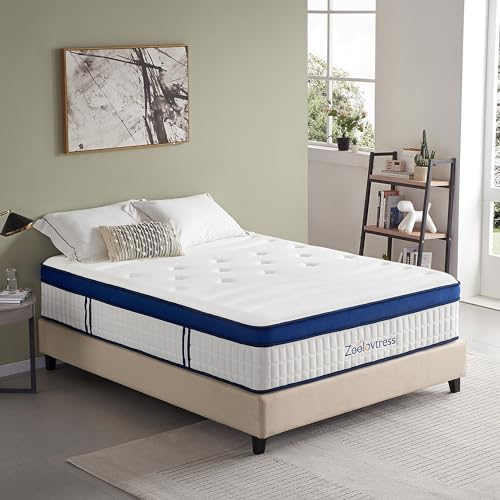 Zeelovtress Full Mattress 14 Inch,Gel Memory Foam Innersprings Hybrid Mattress Medium Firm 5-Zone Targeted Support Back Pain Relief CertiPUR-US Foam 120 Nights Trial