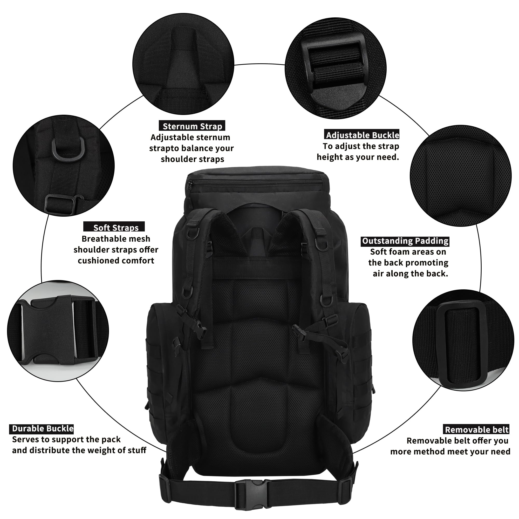Extra Large Durable Hiking Backpack, [2022 Upgraded]Waterproof Camping Backpack 60l70l85l Rucksack Backpack Military For Men