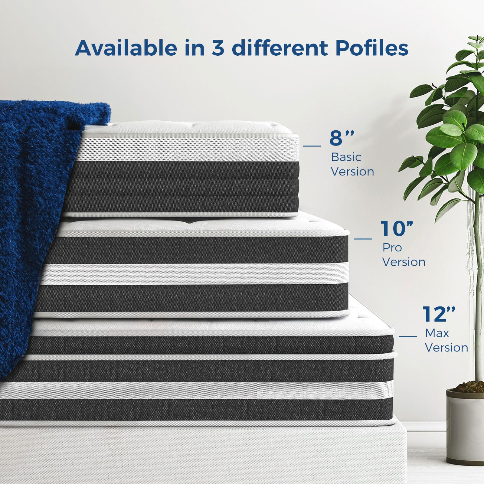 Eseren Full Mattresses 12 Inch - Breathable Full Size Mattress in a Box, Individual Pocket Spring Hybrid Mattress Full with Gel Memory Foam, Medium Firm Support, 75''*54''*12''