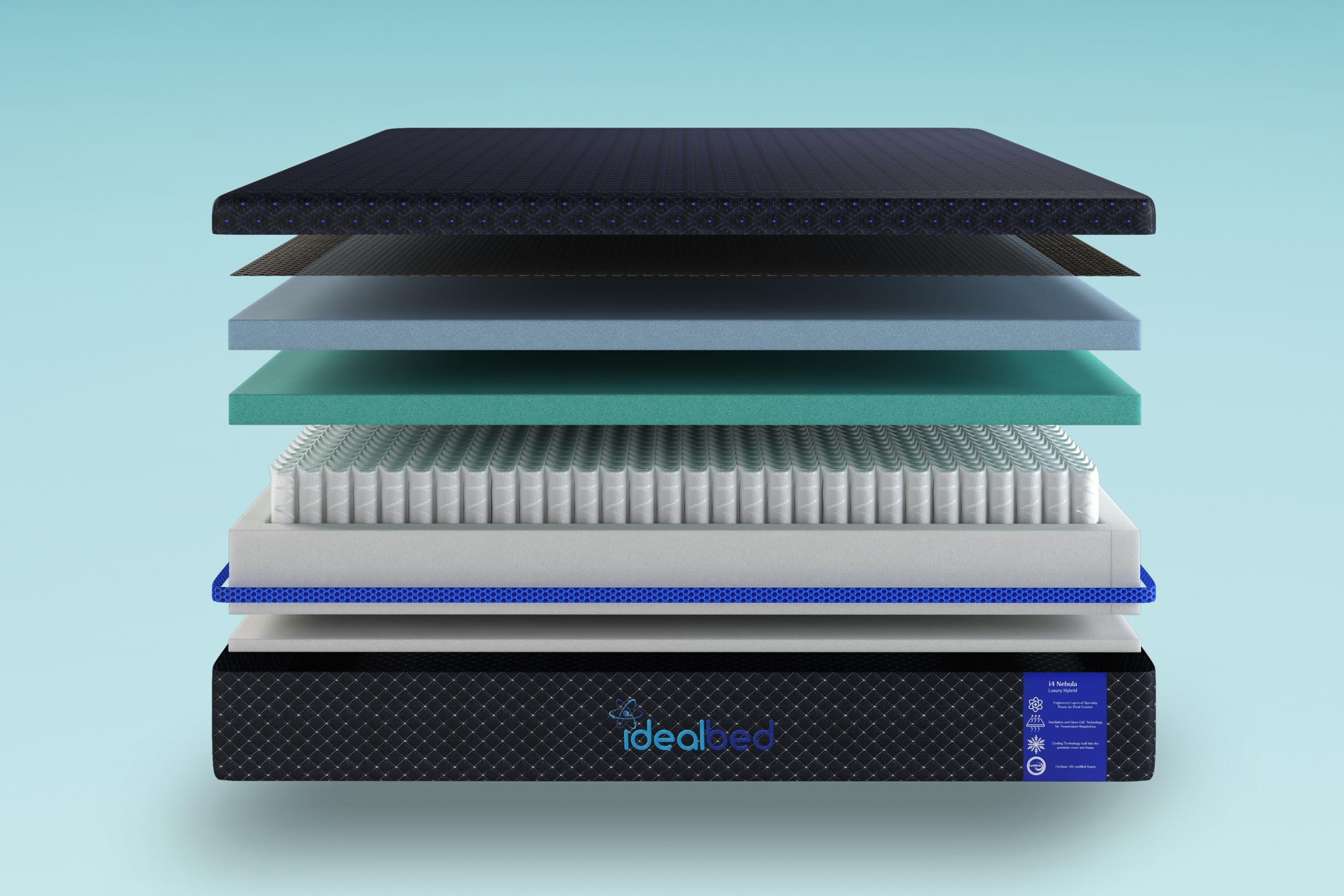 iDealBed S4 Nebula Luxury Hybrid Mattress, Back Aligning Support, Cooling Temperature Regulation Tech, Motion Isolation CustomComfort Coils (Medium Soft, Twin XL)