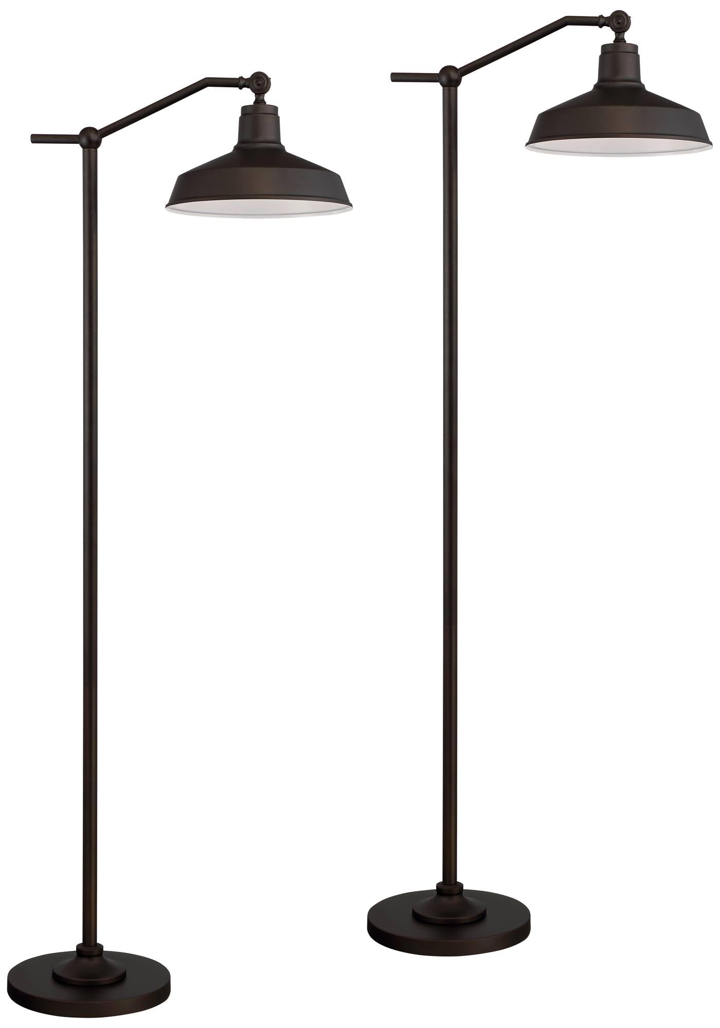 360 Lighting Kayne Farmhouse Rustic 61" Tall Standing Floor Lamps Set of 2 Lights Downbridge Task Adjustable Foot Switch Brown Satin Bronze Finish Living Room Bedroom House Reading Office Home Decor