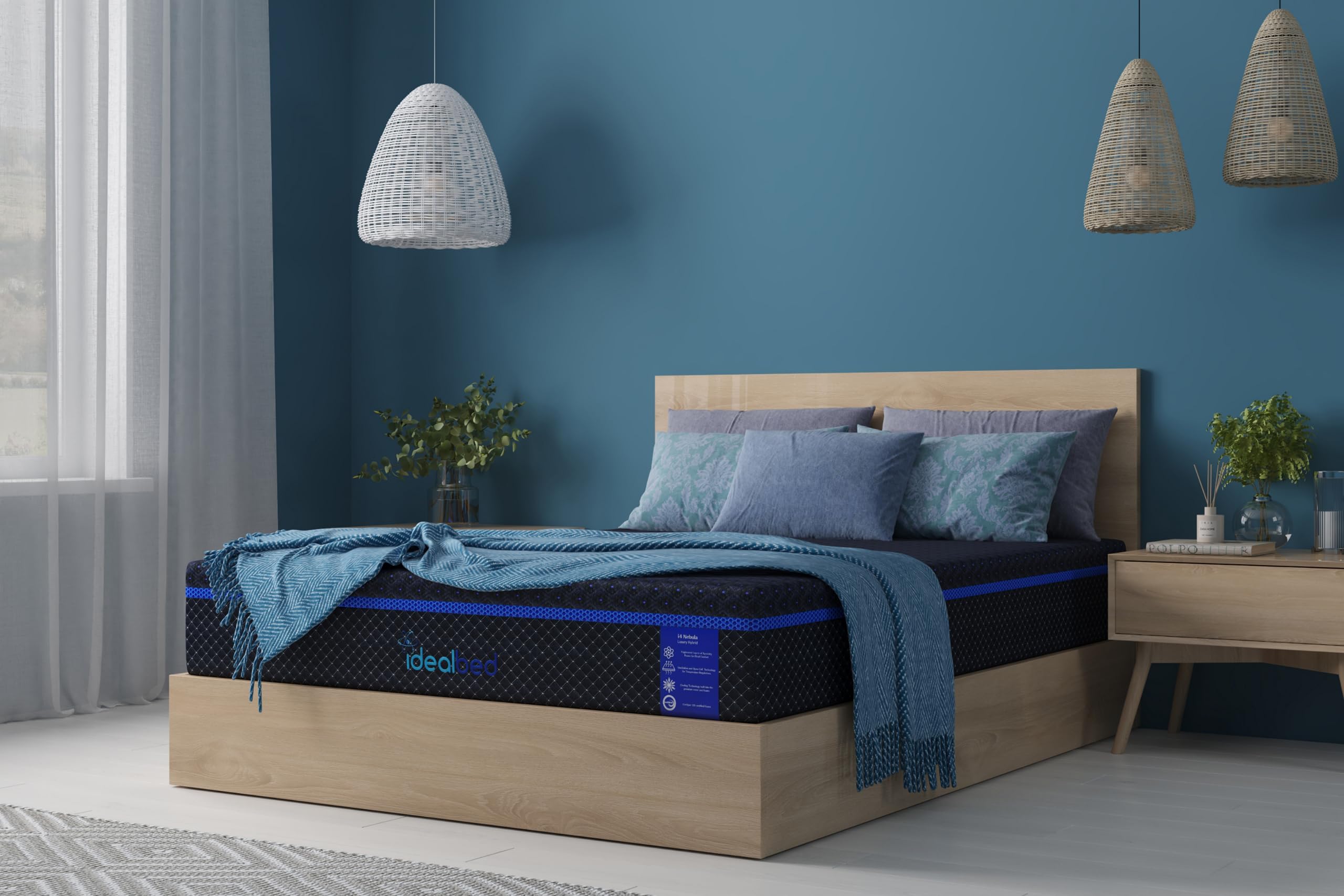 iDealBed S4 Nebula Luxury Hybrid Mattress, Back Aligning Support, Cooling Temperature Regulation Tech, Motion Isolation CustomComfort Coils (Medium Soft, Twin XL)