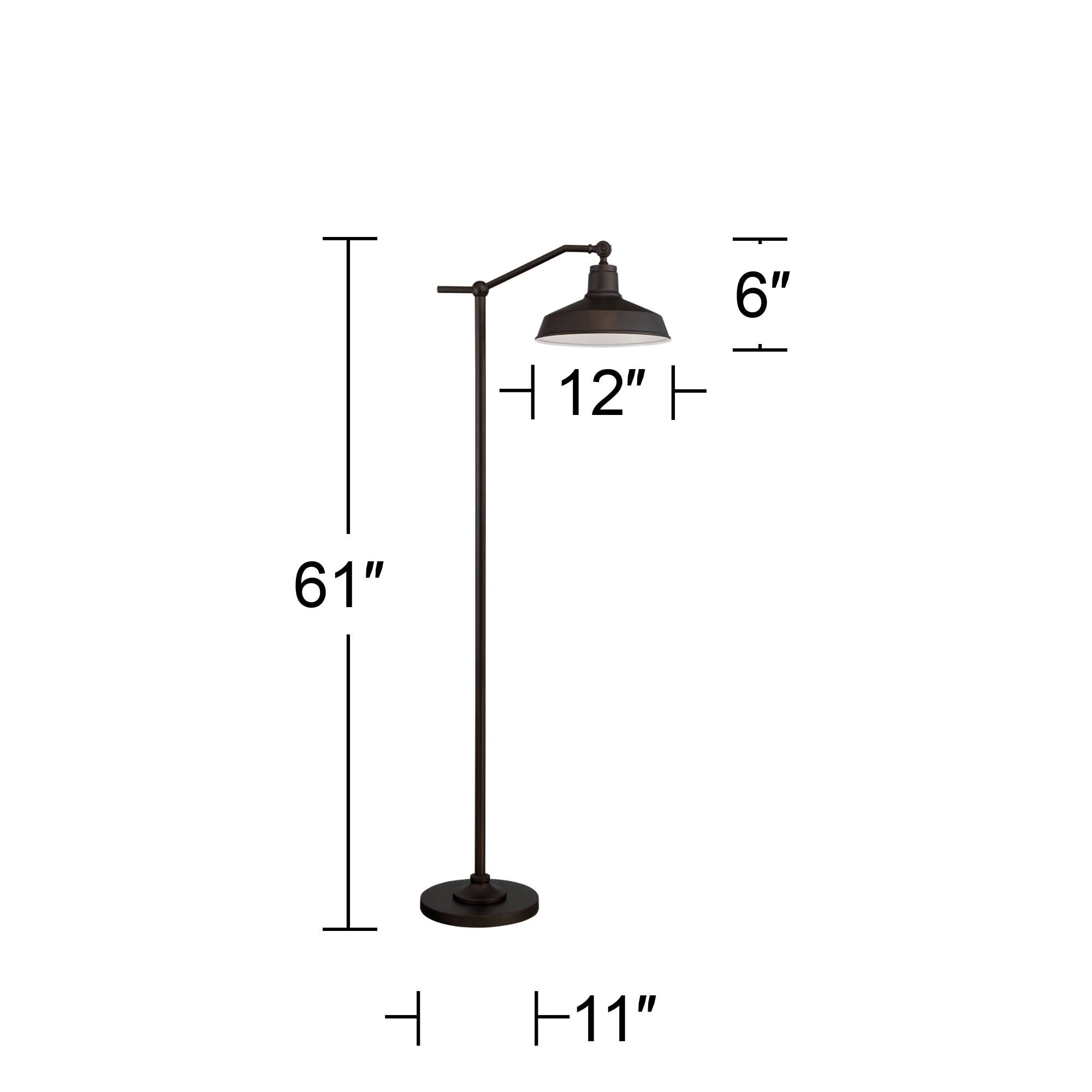 360 Lighting Kayne Farmhouse Rustic 61" Tall Standing Floor Lamps Set of 2 Lights Downbridge Task Adjustable Foot Switch Brown Satin Bronze Finish Living Room Bedroom House Reading Office Home Decor