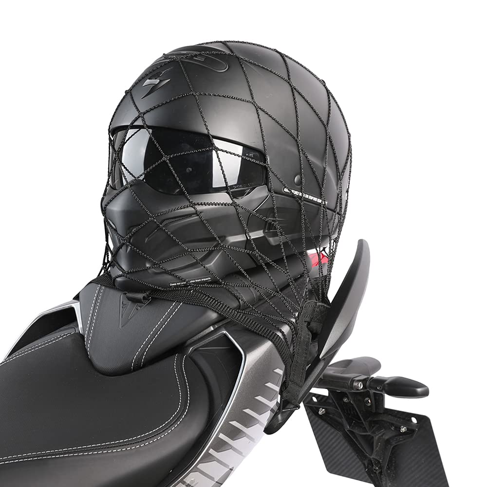 Rhinowalk Motorcycle Luggage Net Cargo Net Helmet Luggage Net with Adjustable Metal Hooks for Motorcycles and Bicycles