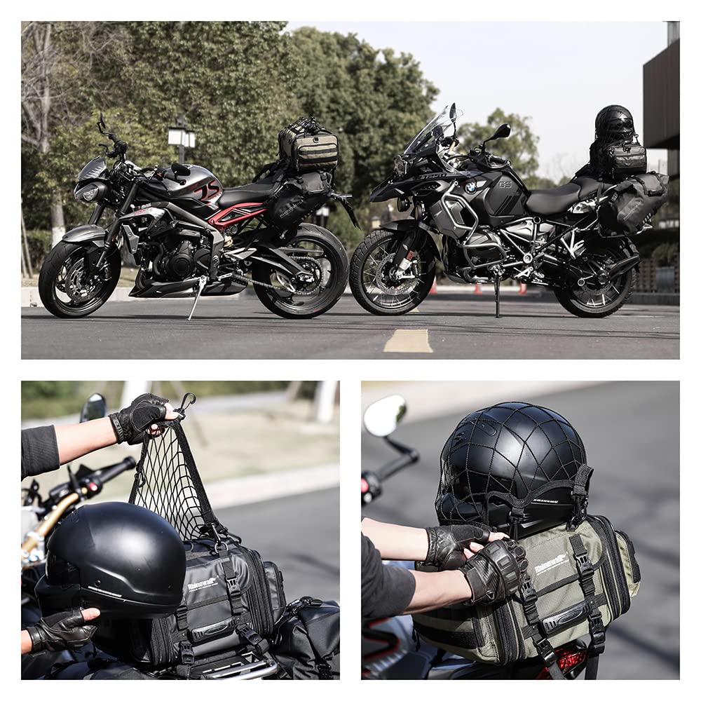 Rhinowalk Motorcycle Luggage Net Cargo Net Helmet Luggage Net with Adjustable Metal Hooks for Motorcycles and Bicycles