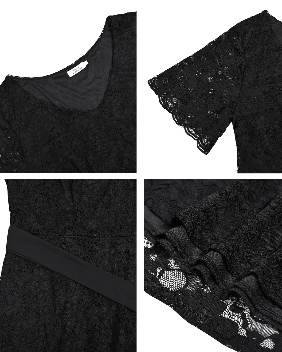 Plus Size Dresses Wedding Guest Cocktail Little Black Women Semi Formal Party Graduation Summer Lace Funeral V Neck Midi