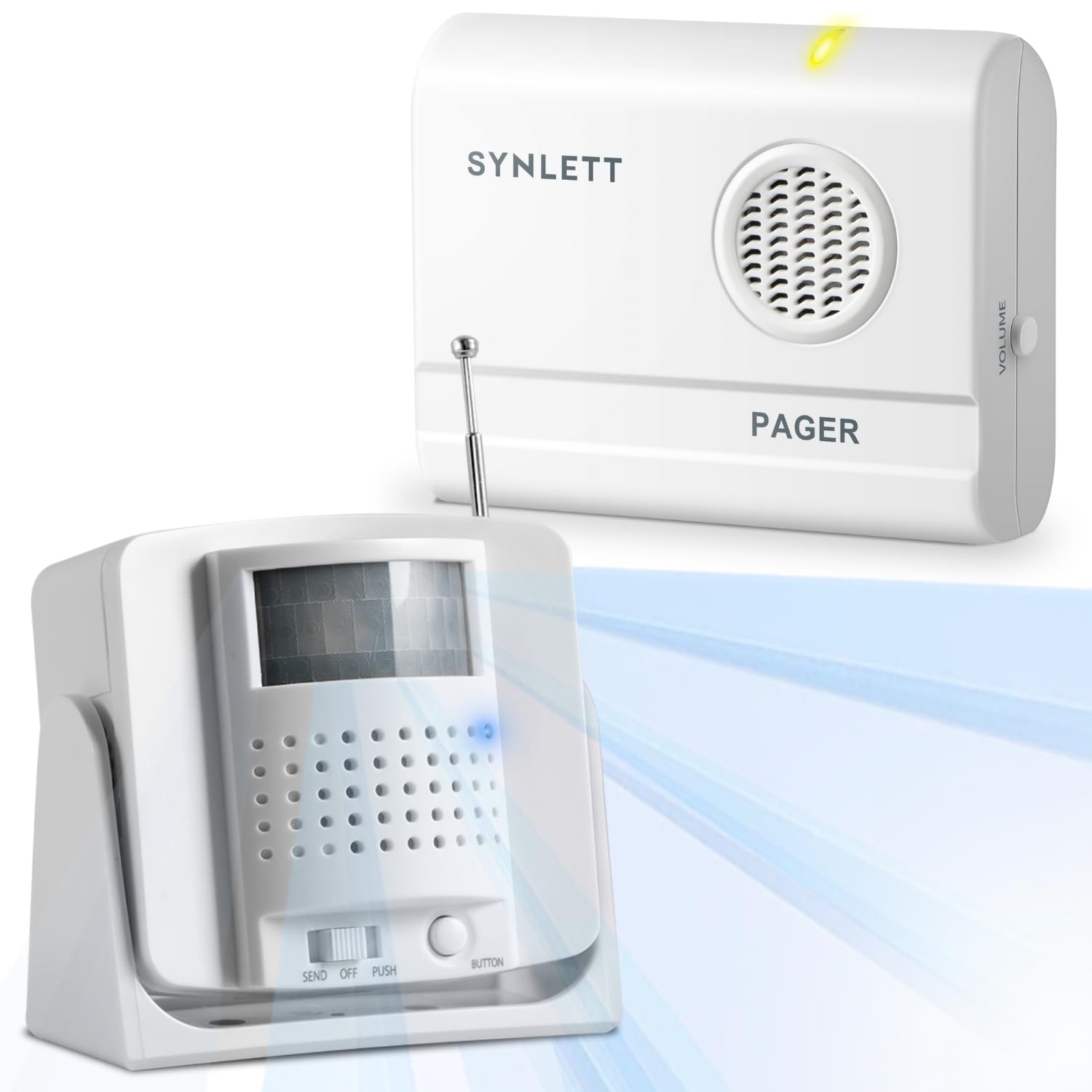 Bed Alarm Caregiver Pager with Wireless Motion Sensor Alarm Indoor Fall Prevention for Elderly Monitoring Seniors Dementia Patients Seniors Home Door Chime