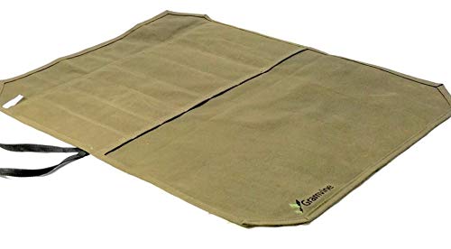 GramVine Professional Chef’s Knife Roll, Waxed Canvas Roll Foldable Knife Culinary Bag Wrap, Kitchen Knives Holder Organiser, Utensils Wrap Bag, Travel Tool Roll Pouch Storage