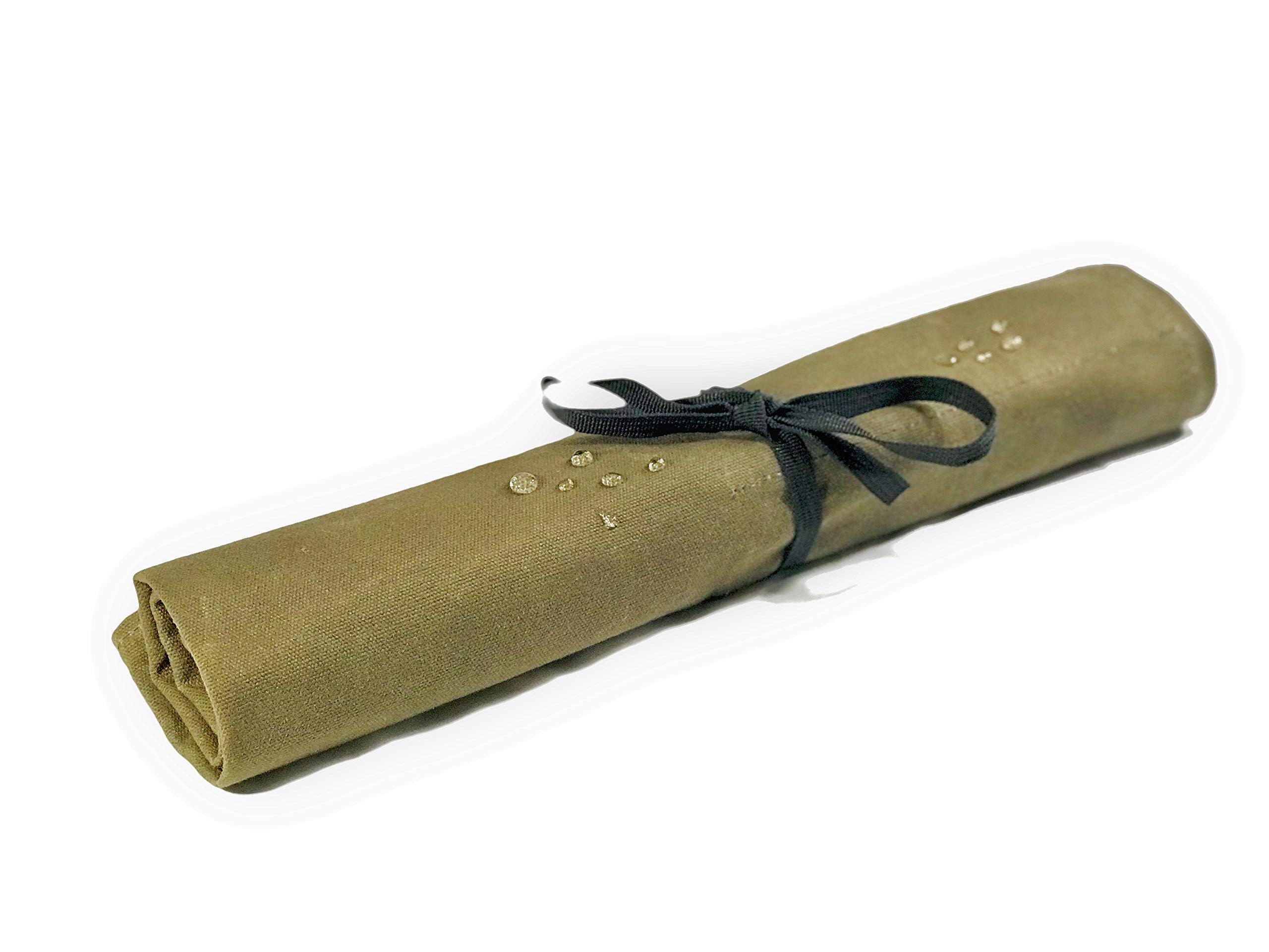 GramVine Professional Chef’s Knife Roll, Waxed Canvas Roll Foldable Knife Culinary Bag Wrap, Kitchen Knives Holder Organiser, Utensils Wrap Bag, Travel Tool Roll Pouch Storage