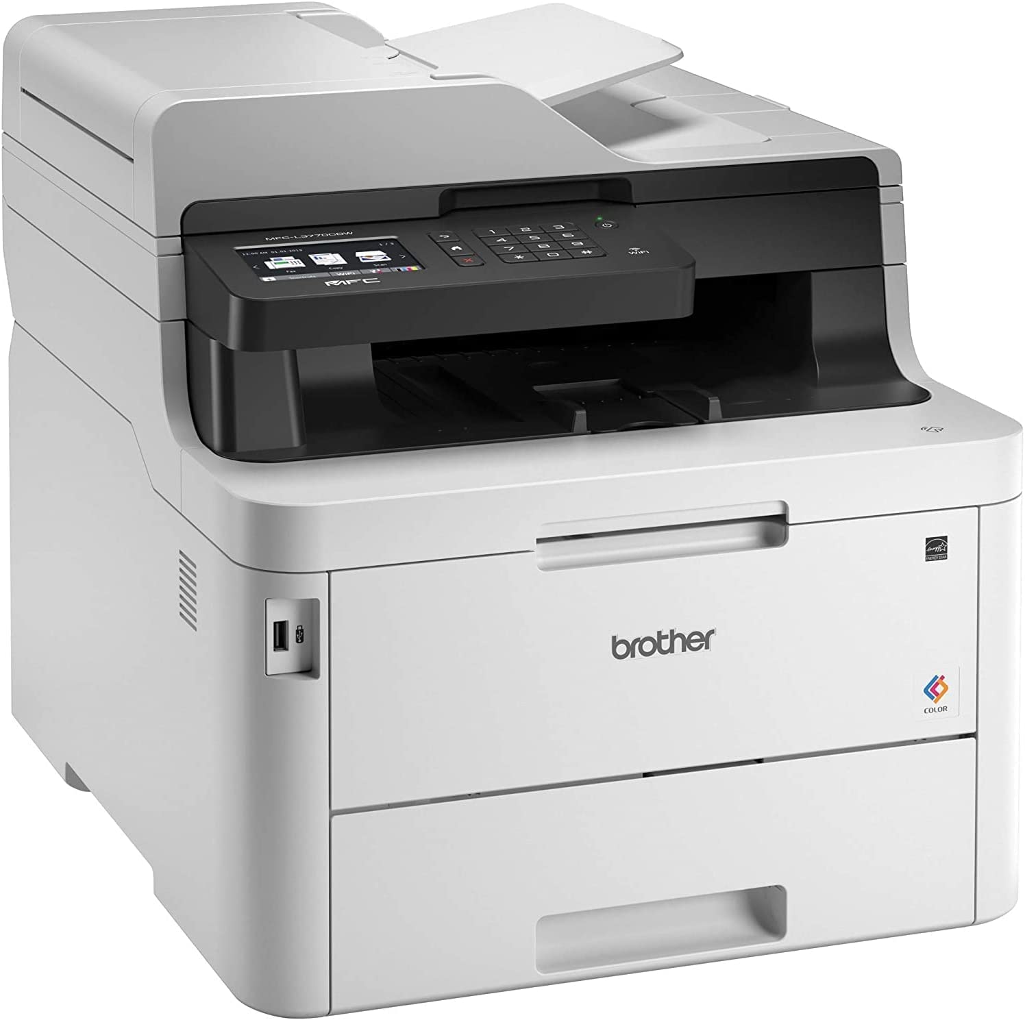 Brother MFC-L3770CDW Wireless Color All-in-One Laser Printer, Auto 2-Sided Printing, 3.7 Inch Color Touchscreen, Print Scan Copy, 30-Sheet Capacity, Bundle with JAWFOAL Printer Cable
