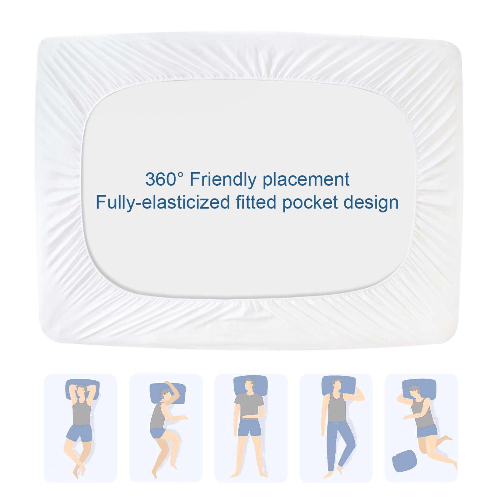 Full XL Mattress Protector Pad Waterproof Quilted, Breathable & Cooling Full XL Mattress Topper Cover Fitted with Deep Pocket Up to 14", (White)