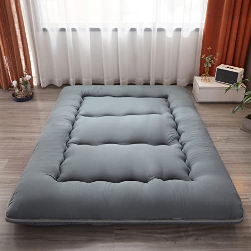 Heimorn Japanese Floor Mattress, Japanese Futon Mattress, Shikibuton Foldable & Portable Camping Mattress with Washable Cover, Dark Gray Full-XL,Grey
