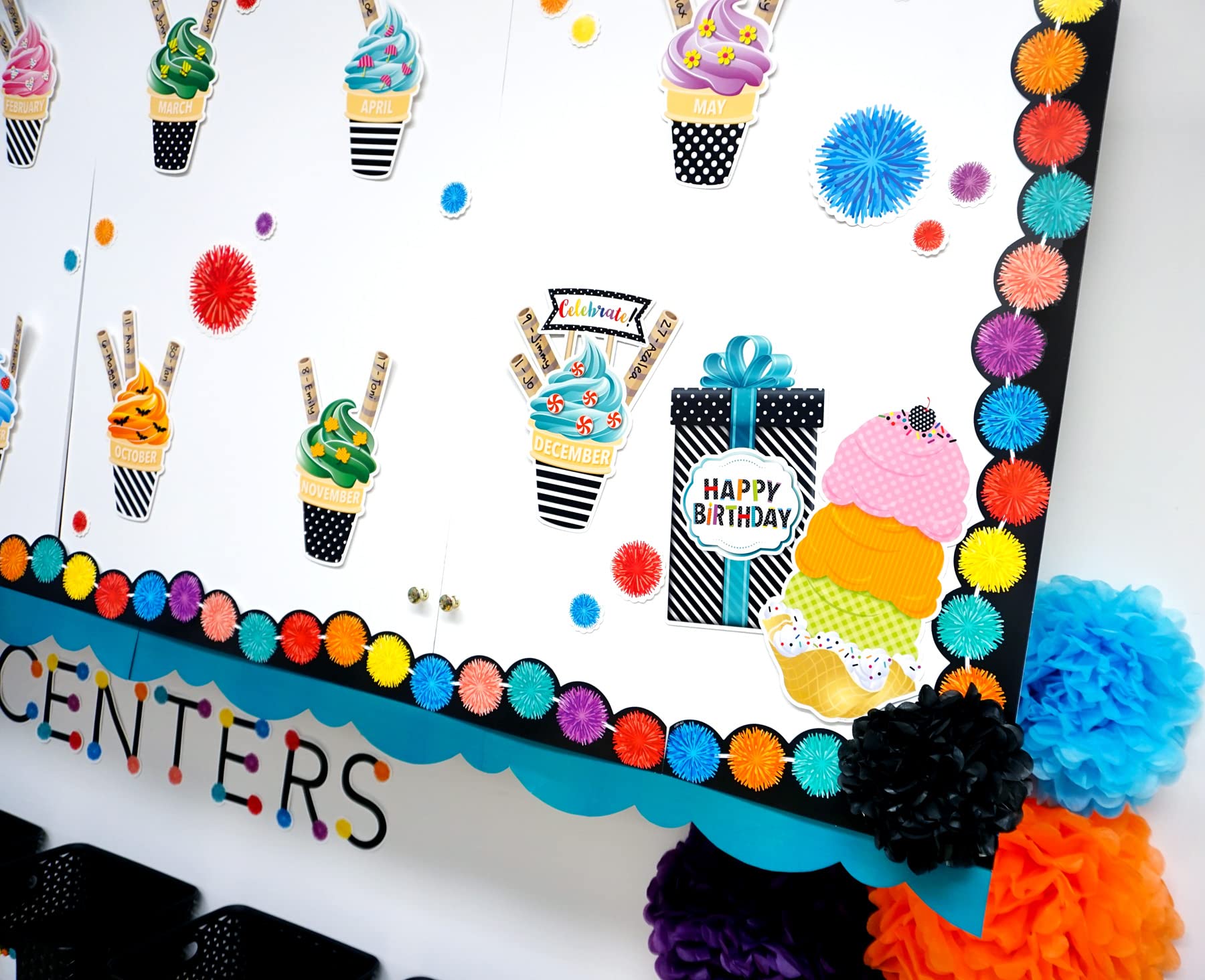 CTP Pom Poms EZ Border for Classroom Bulletin Board Border for Classroom (Creative Teaching Press 10515), 48 ft per Package