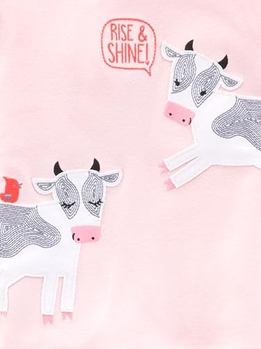 Simple Joys by Carter's Girls' Big 4-Piece Pajama Set (Cotton Top & Fleece Bottom), Black Ballerina/Light Pink/Pink Cow/Swans, 5
