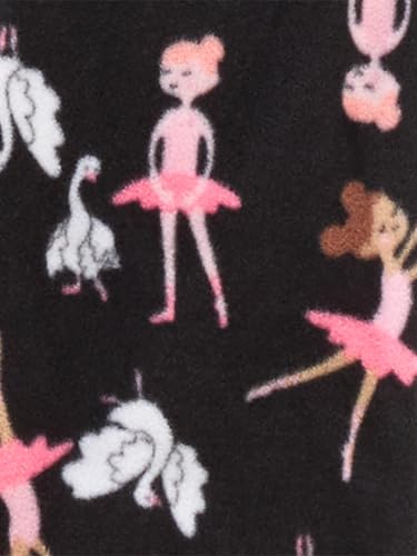 Simple Joys by Carter's Girls' Big 4-Piece Pajama Set (Cotton Top & Fleece Bottom), Black Ballerina/Light Pink/Pink Cow/Swans, 5