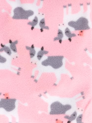 Simple Joys by Carter's Girls' Big 4-Piece Pajama Set (Cotton Top & Fleece Bottom), Black Ballerina/Light Pink/Pink Cow/Swans, 5
