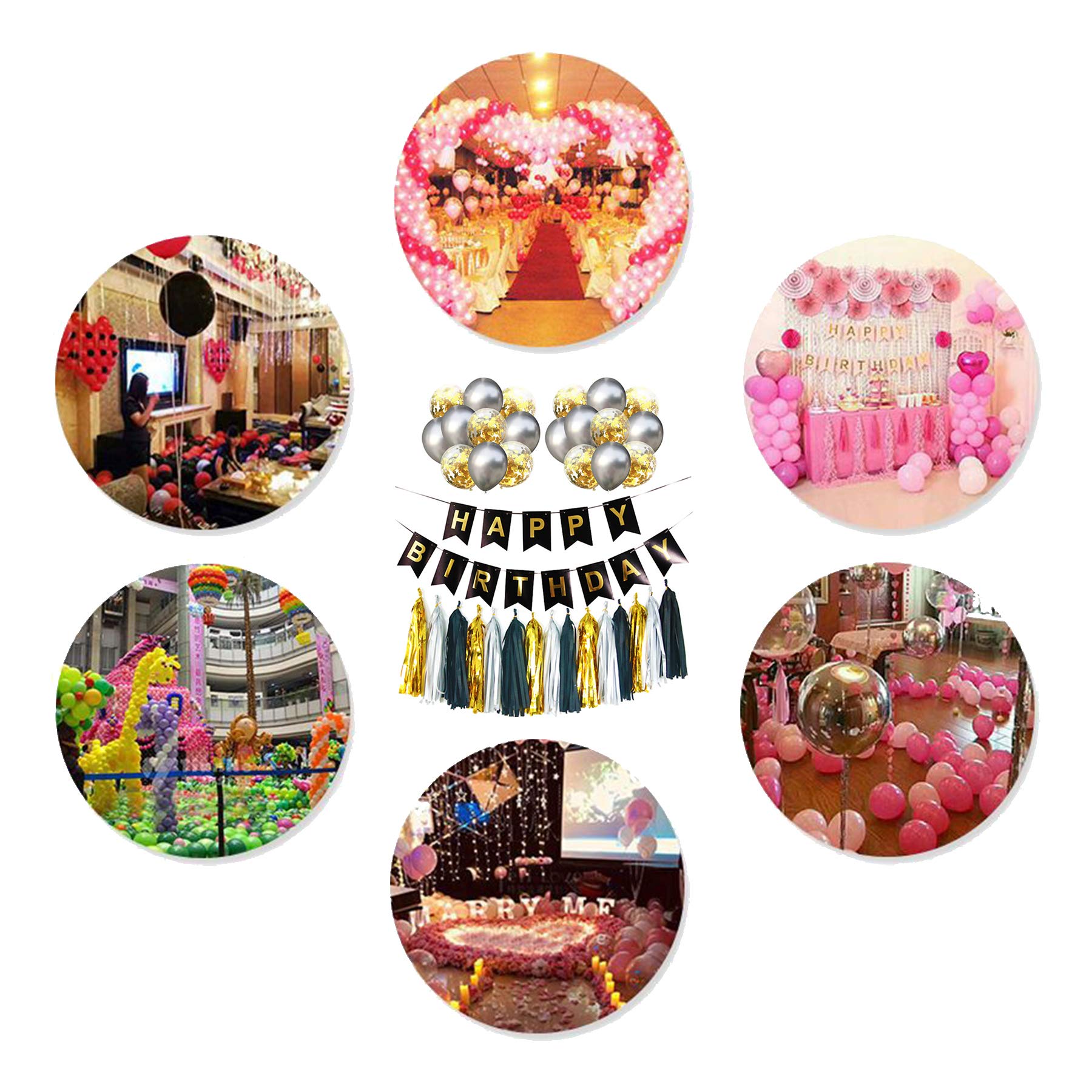 Birthday Party Decorations Happy Banner Balloons Decor for Boys Girls Men Women 36 Pieces