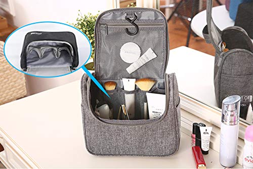 Homthumb Hanging Toiletry Bag for Women and Men,Water-resistant Travel Cosmetic Makeup Organizer Bag for Bathroom Shower,Grey
