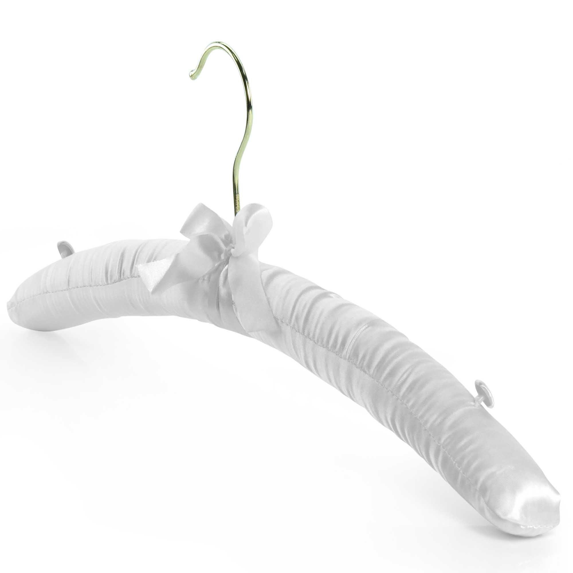 Hangerworld White 17inch Satin Padded Top Garment Wedding Clothes Coat Hangers with Buttons