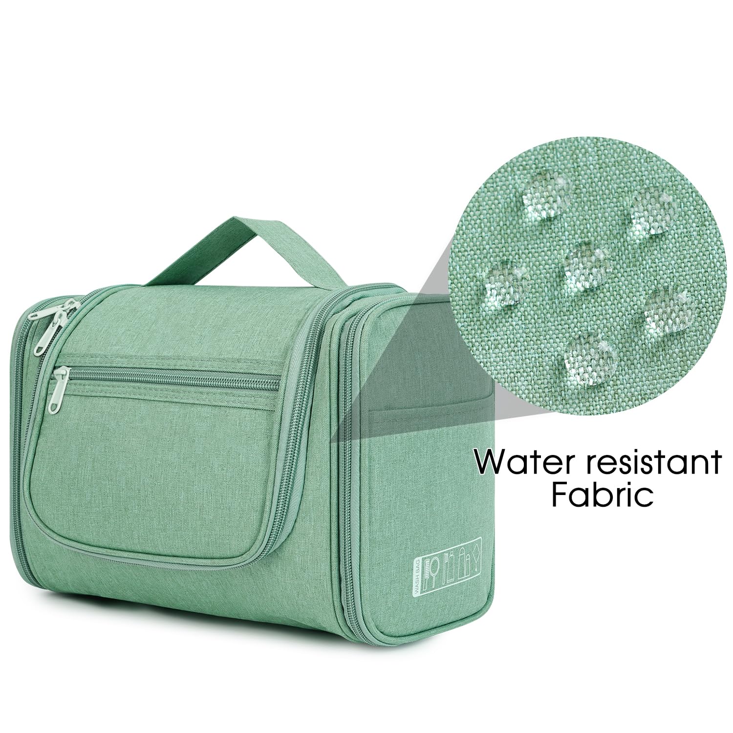 WANDF Large Hanging Toiletry Bag Travel Cosmetic Makeup Organizer Water-Resistant Shower Bathroom Bag for Women and Men (Green)