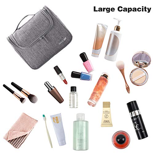 Homthumb Hanging Toiletry Bag for Women and Men,Water-resistant Travel Cosmetic Makeup Organizer Bag for Bathroom Shower,Grey