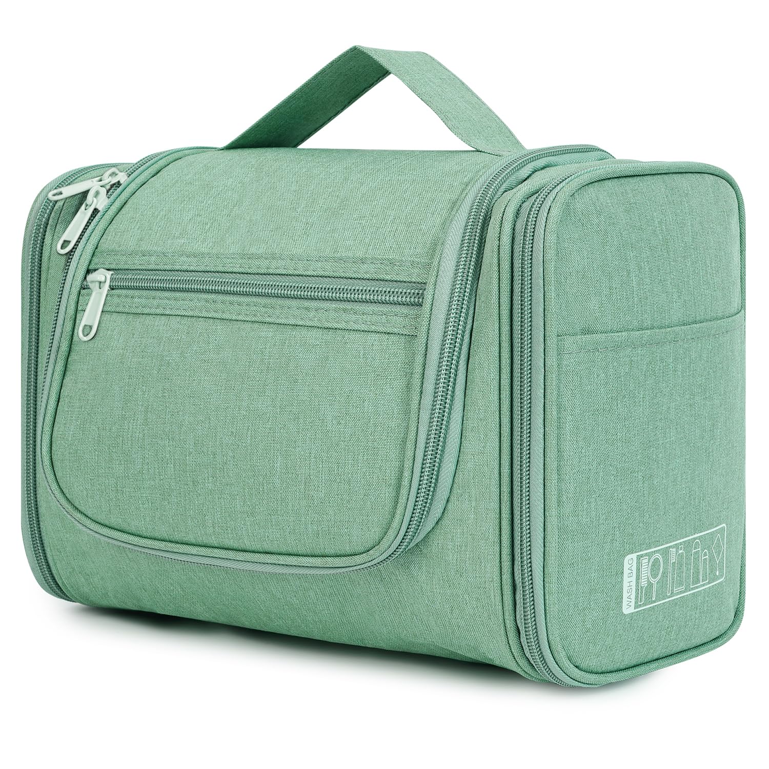 WANDF Large Hanging Toiletry Bag Travel Cosmetic Makeup Organizer Water-Resistant Shower Bathroom Bag for Women and Men (Green)