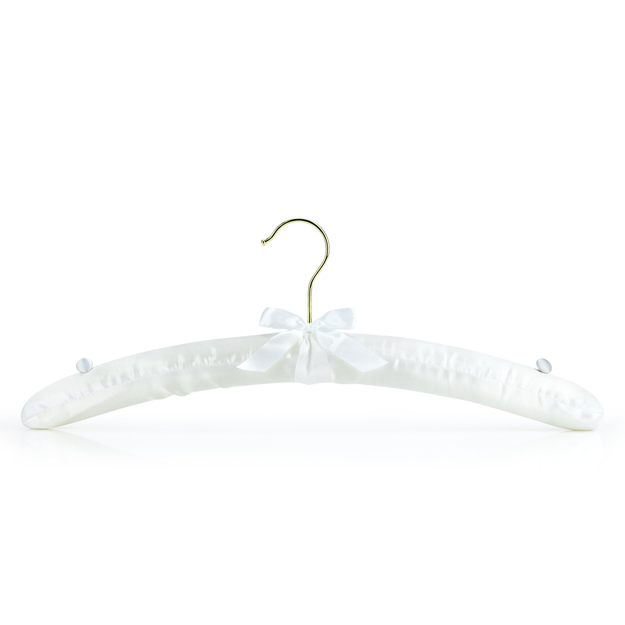 Hangerworld White 17inch Satin Padded Top Garment Wedding Clothes Coat Hangers with Buttons