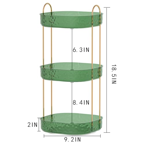ZHIAI Rotating Makeup Organizer for Vanity, Perfume Organizer Large Bathroom Organizers and Storage, Skincare Organizers Lipstick Toiletry Spinning Holder Countertop 360 Spinning 3 Tier Green
