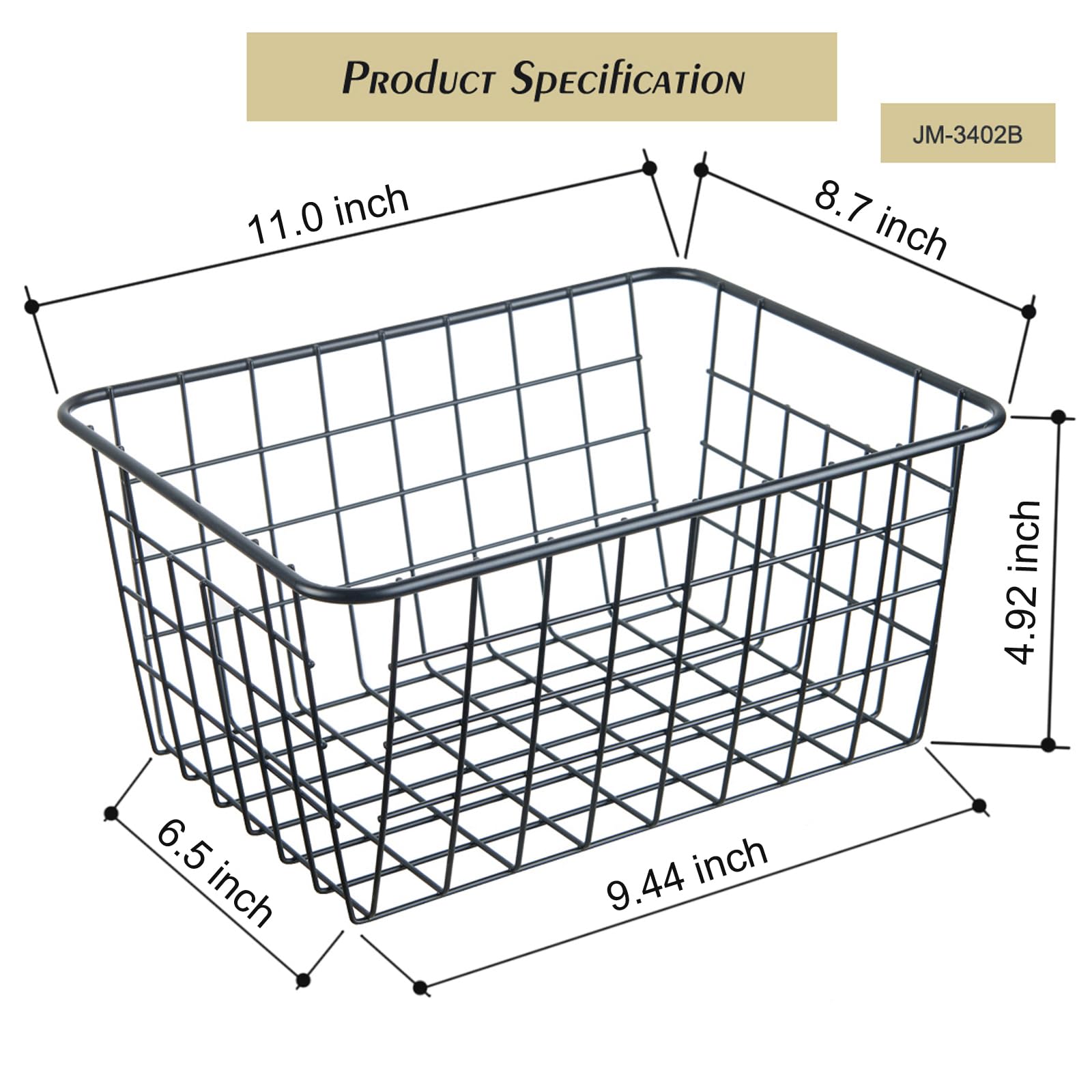 Wire Storage Baskets, Household Pantry Baskets 4 Pack, Wire Baskets For Organizing, Countertop, Closet, Bedroom, Bathroom, Make Life Tidier Metal Basket