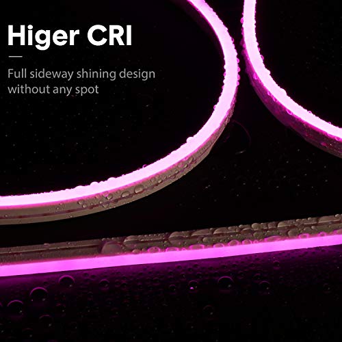 Lamomo Dimmable Led Neon Rope Light,12V Pink Led Strip Lights, 16.4 Ft/5m Led Strip IP65 Waterproof Silicone Rope Light for Indoor Outdoor Home DecorationĀ