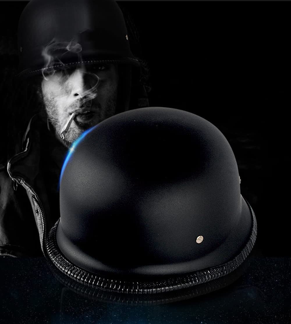 German Style Motorcycle Half Helmet, Retro Half Face Helmet for Adult Men Women DOT Approved (M)