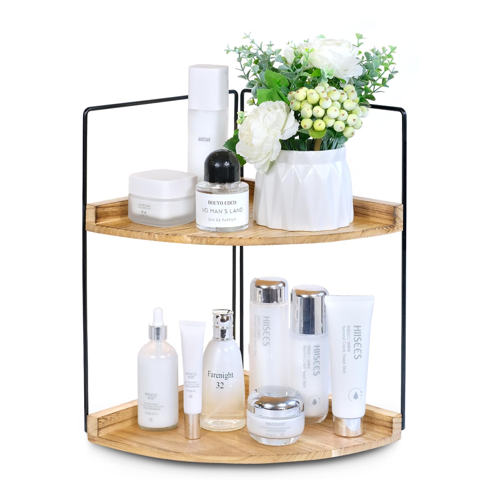 ELTNEGSA 2-Tier Bathroom Counter Organizer Corner,Bathroom Counter Organizer for Counter Vanity Organizer,Bathroom Tray Perfume Organizer for Corner Organizer,Spice Rack Organizer for Kitchen