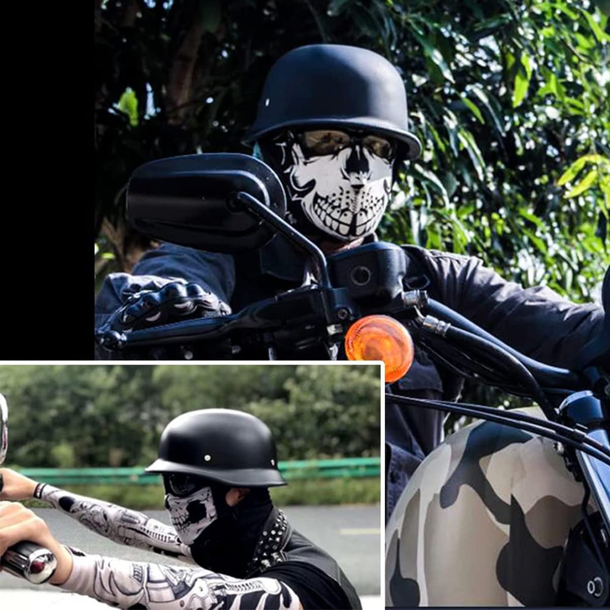 German Style Motorcycle Half Helmet, Retro Half Face Helmet for Adult Men Women DOT Approved (M)