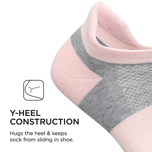 Feetures High Performance Max Cushion Ankle Sock - No Show Socks for Women & Men with Heel Tab - Pink Blanket, M (1 Pair)