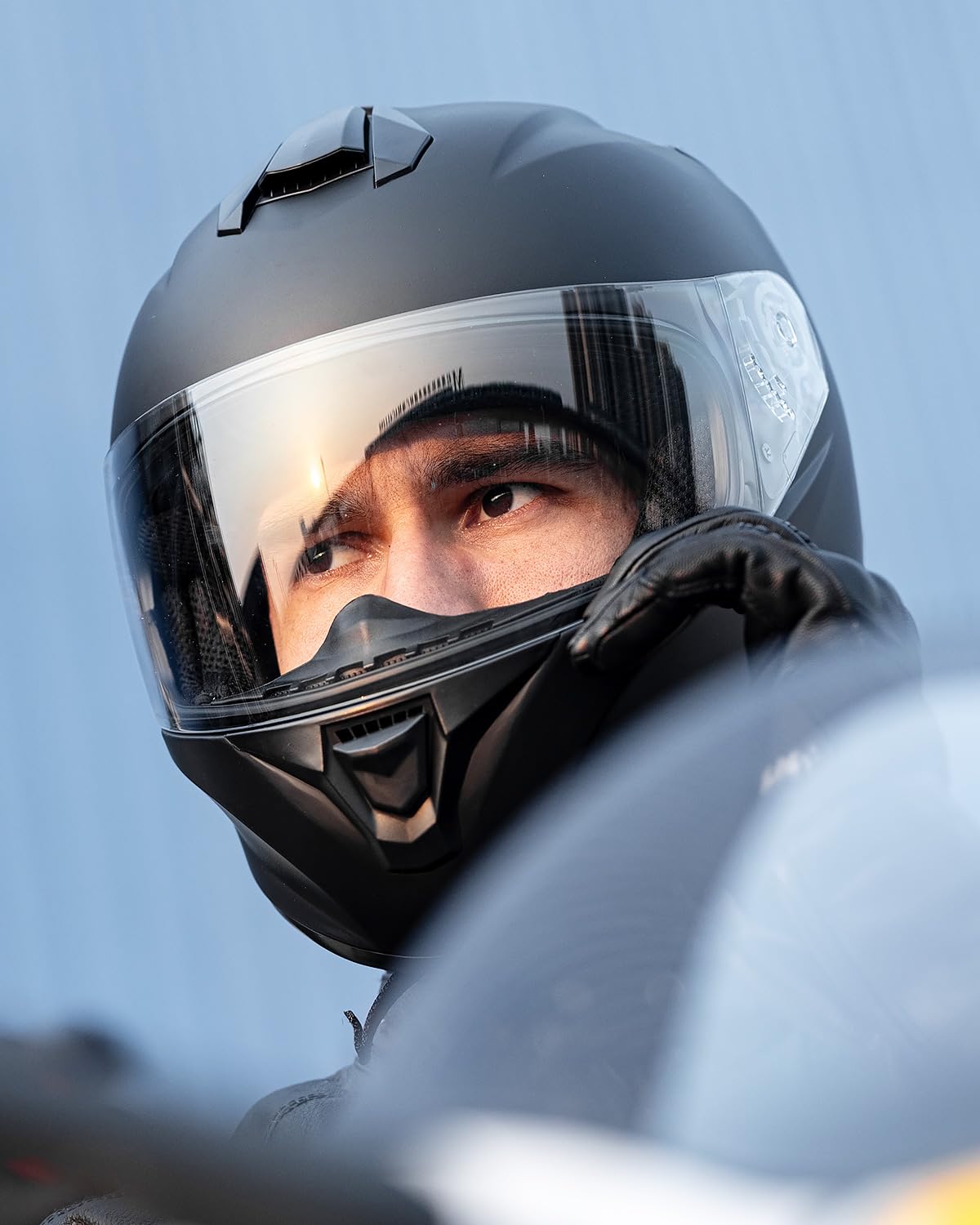 ILM Full Face Motorcycle Street Bike Helmet with Enlarged Air Vents, Free Replacement Visor for Men Women DOT Approved Model ST-06 (Matte Black, Large)