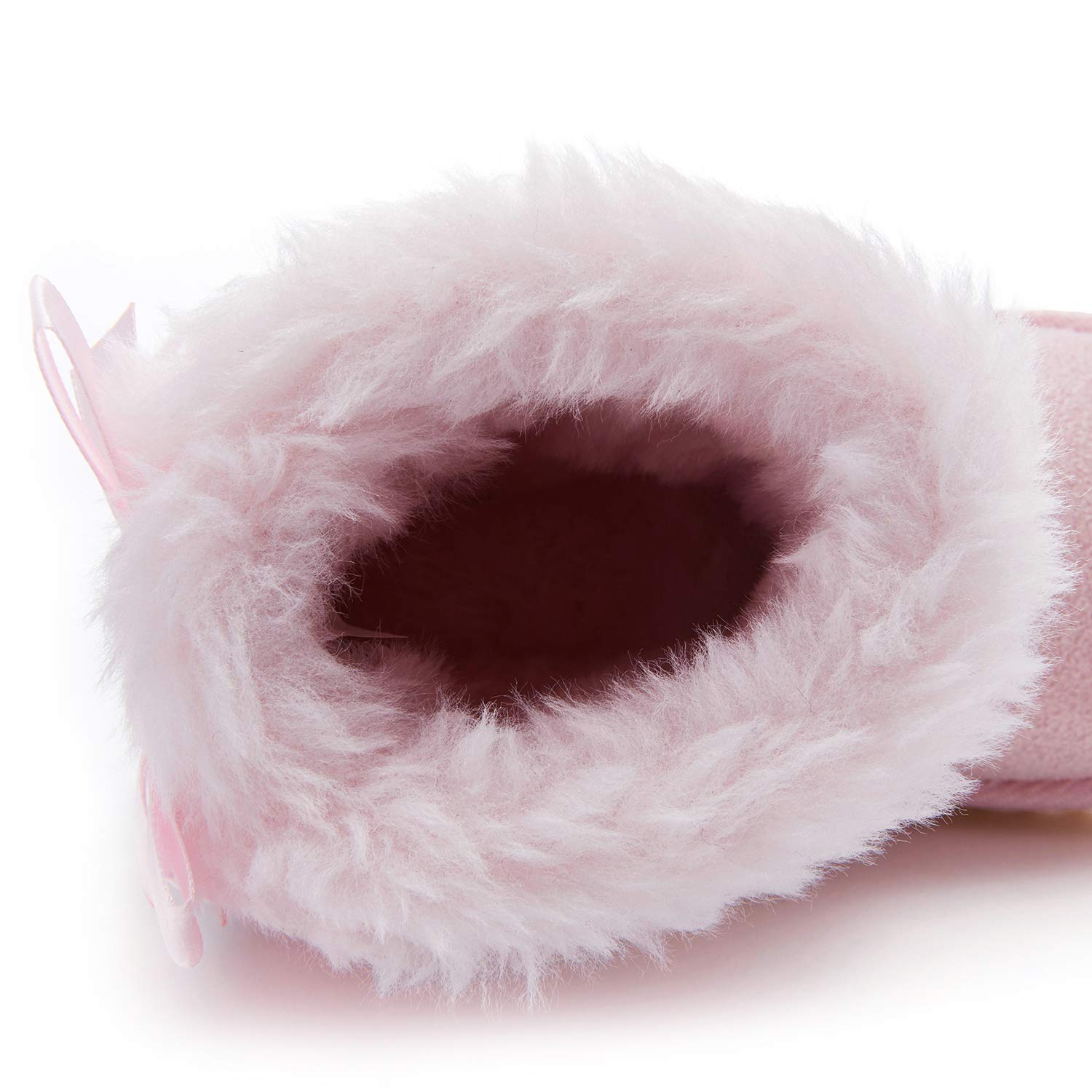 Weestep Girls Toddler Little Kid Warm Fur Winter Ankle Flat Snow Boot(8 Toddler, Bow Pink)